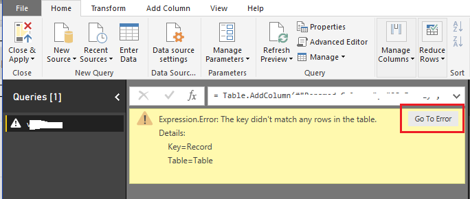 Power BI: The key didn’t match any rows in the table | System Management